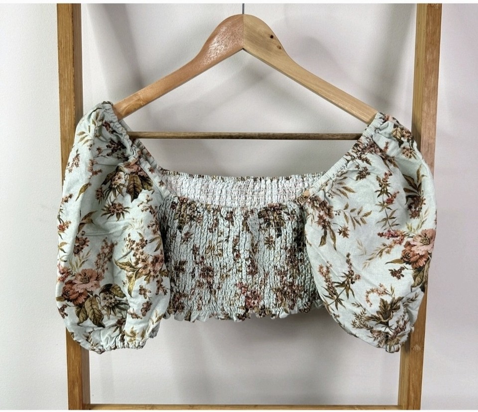 Tigerlily Seika Shirred Linen Crop Top Size 12 BNWOTS | eBay Australia