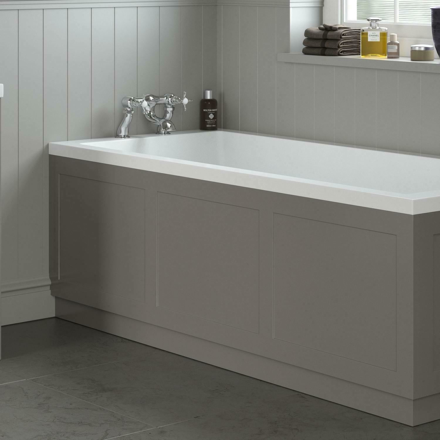Traditional Bathroom 1700mm Front Bath Panel 18mm MDF Wood Grey Plinth ...