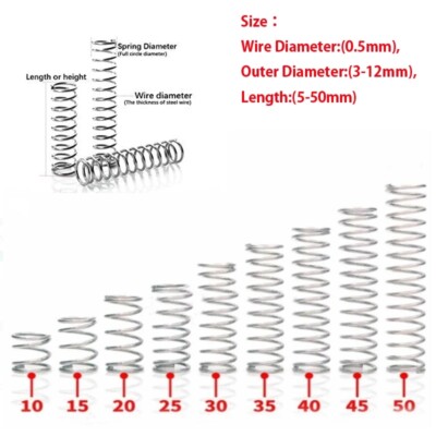 0.5mm Compression Spring Various Size 3-12mm Outside Diameter Pressure ...
