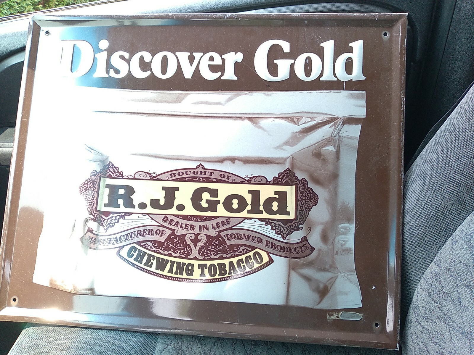 Vtg Discover R.J. Gold Chewing Tobacco 21.5” Metal Advertising Sign RJ ...