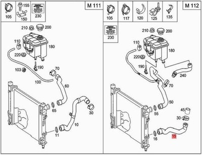 Genuine Radiator Coolant Pipe Hose MERCEDES S203 W203 Sedan Wagon ...