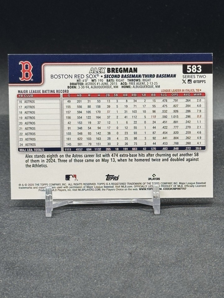 2025 Topps Series 2 ALEX BREGMAN Team Color Border Parallel - Red Sox ...