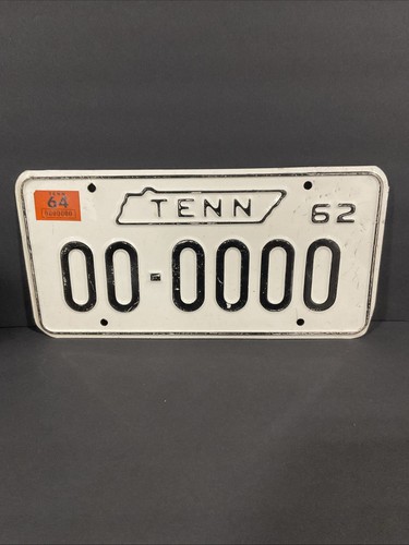 1962 Tennessee SAMPLE License Plate 00-0000 | eBay
