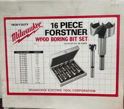 MILWAUKEE HEAVY DUTY 16 PIECE FORSTNER BIT SET NEW IN WOOD BOX RARE | eBay