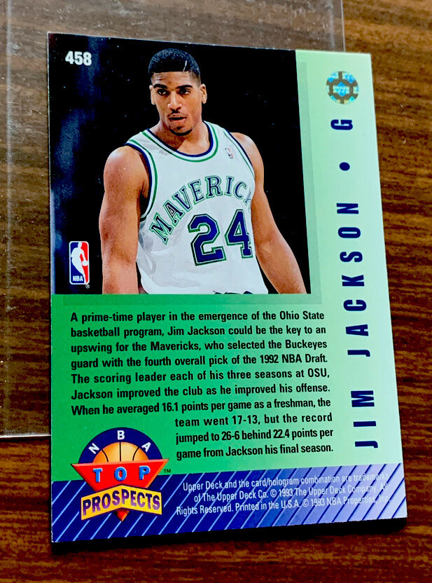 Jim Jackson 1992-93 Upper Deck Card # 458, Dallas Mavericks / Ohio ...
