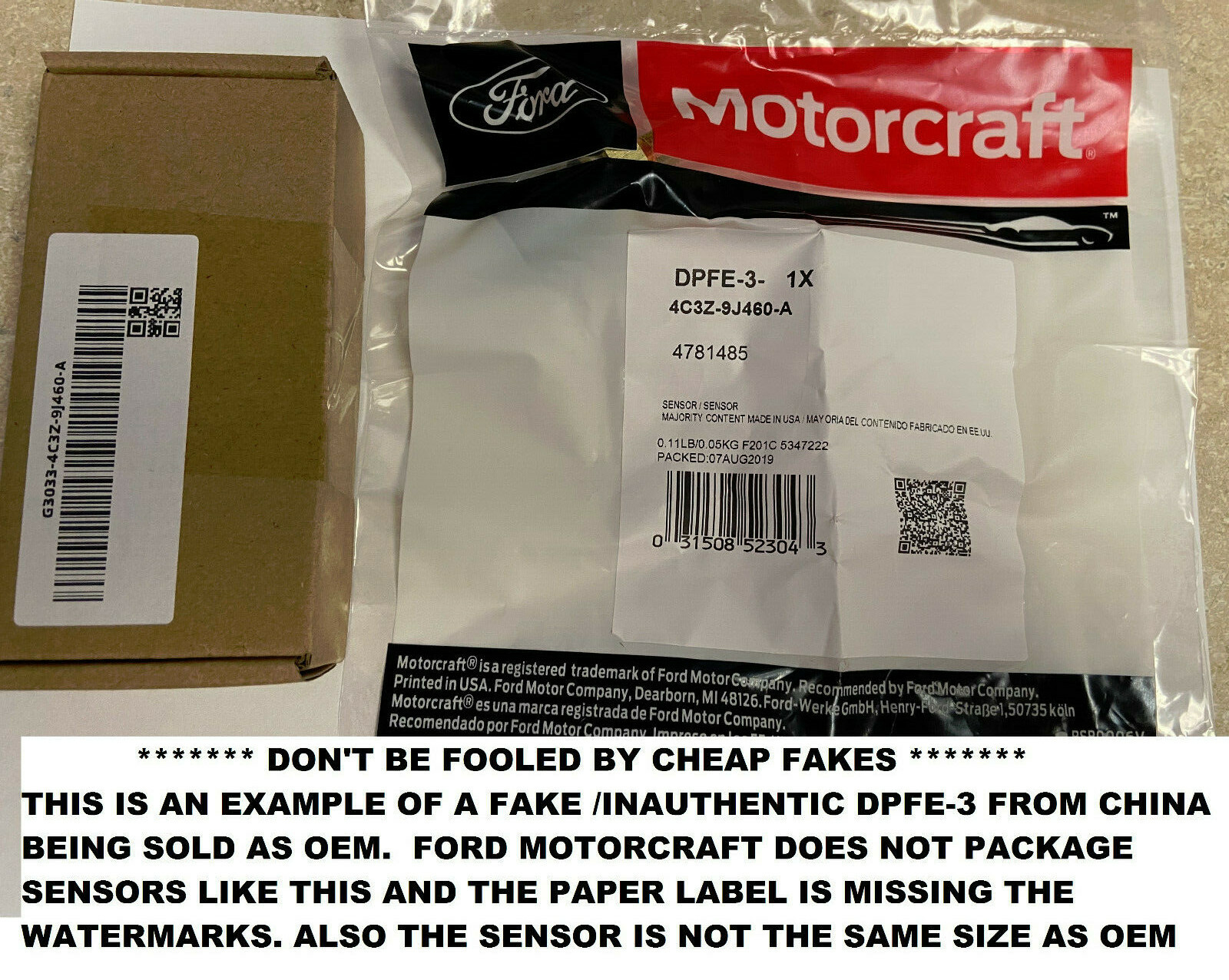 DPFE-3 OEM Motorcraft Exhaust Back Pressure EBP Sensor Diesel 6.0L 7.3L ...