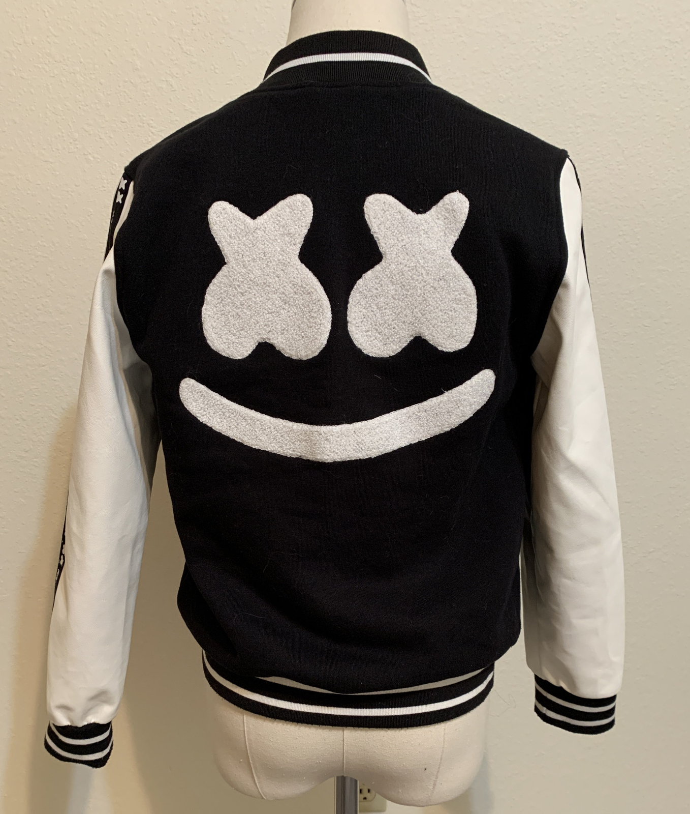 Spirit Marshmello Jacket Black White Logo Faux Leathe… - Gem