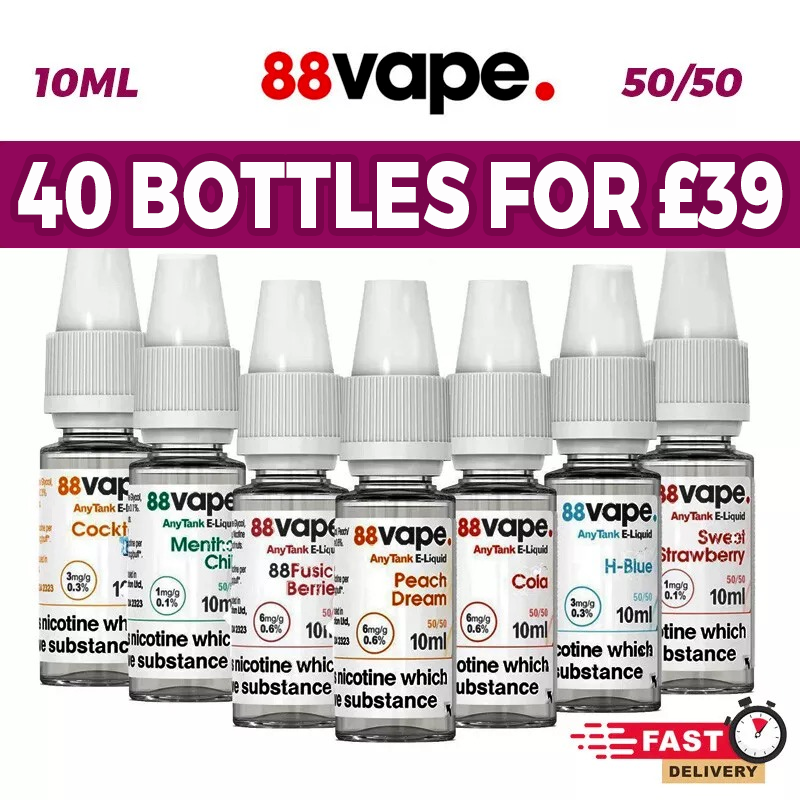 88 Vape E-Liquid 10ml Vape Juice 44 Flavours | All Strengths | 40 ...