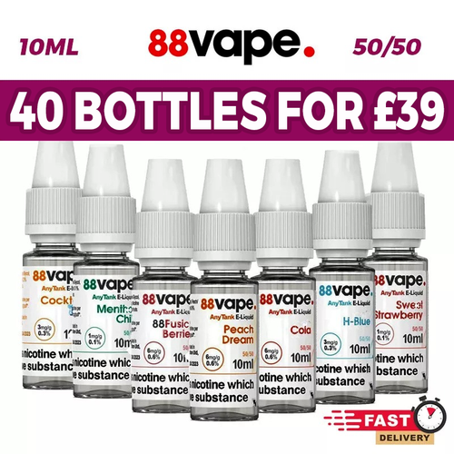 88 Vape E-Liquid 10ml Vape Juice 44 Flavours | All Strengths | 40 ...