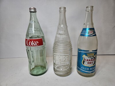 Lot Of 3 Vintage Soda Pop Bottles Coke Coca Cola Empire Bevrages Canada ...