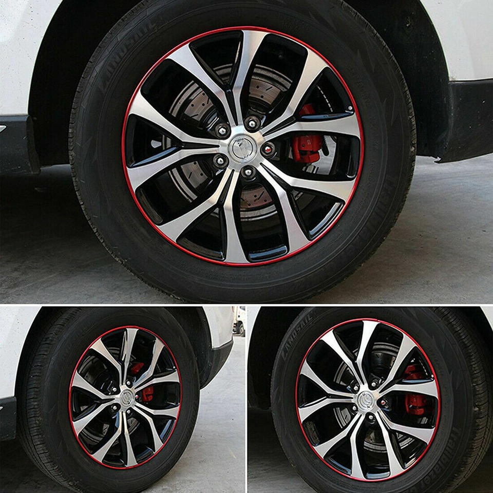 26FT Red Vehicle Car Wheel Hub Rim Trim Guard Protector Rubber Strip ...