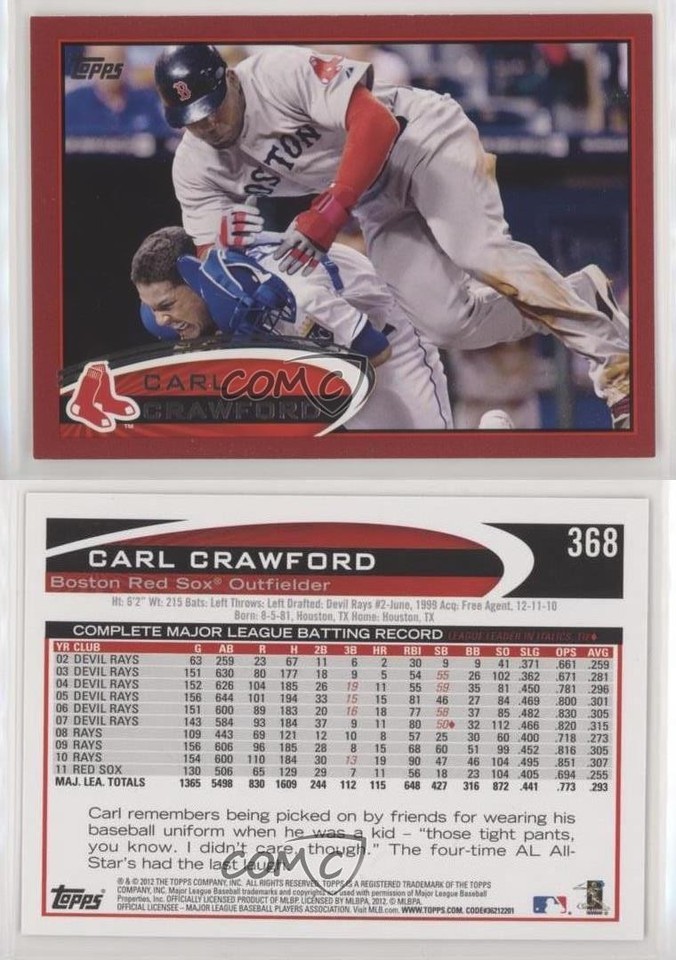 2012 Topps Target Red Border Carl Crawford #368 fm0 | eBay UK