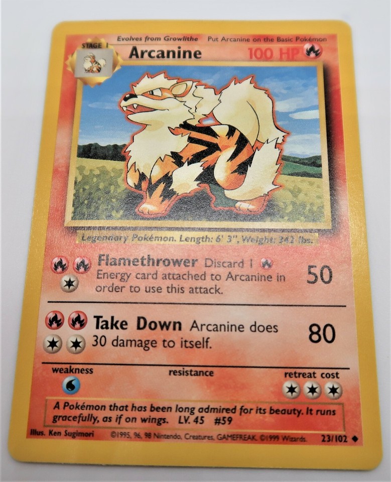Pokémon Arcanine Base Set 1999 #23/102 WOTC Stage 1 | eBay