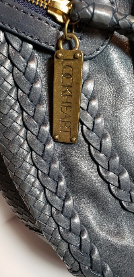 LOCKHEART GREY BRAIDY BUNCH TASSELED WOVEN VINTAGE LEATHER SHOULDER ...