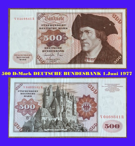 Ⓜ️ 500 Deutsche Mark ☘️ 1.Juni 1977 💥💥 DM Schein Bundesbank 🍄 V 0469841 ...