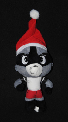 Peluche doudou raton laveur Simon Editions AUZOU gris blanc bonnet 21 ...