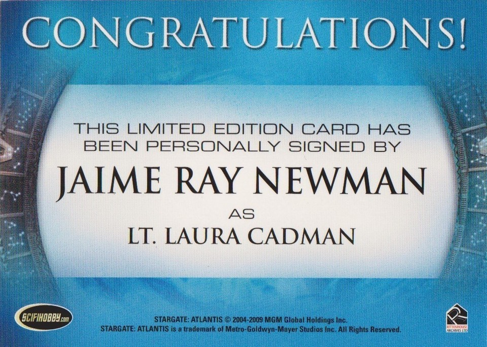 2009 STARGATE ATLANTIS HEROES JAIME RAY NEWMAN AS LT LAURA CADMAN ...