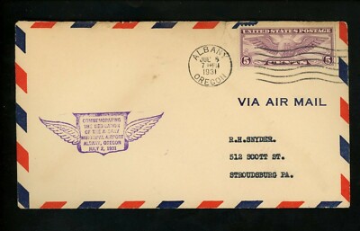 US Postal History Airmail Airport Dedication AAMC #D133 Albany OR 7/6 ...