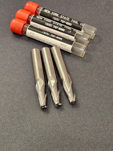 3pc ⅜" 5° Solid Carbide Tapered End Mill NYS Tool 2½" Center Cutting ...