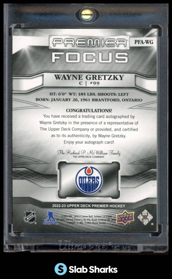 2022 UPPER DECK PREMIER #PFA-WG WAYNE GRETZKY PREMIER FOCUS AUTO GOLD /15 | eBay