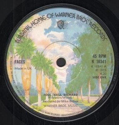 Faces Pool Hall Richard 7" vinyl UK Warner Bros 1973 Solid centre label ...