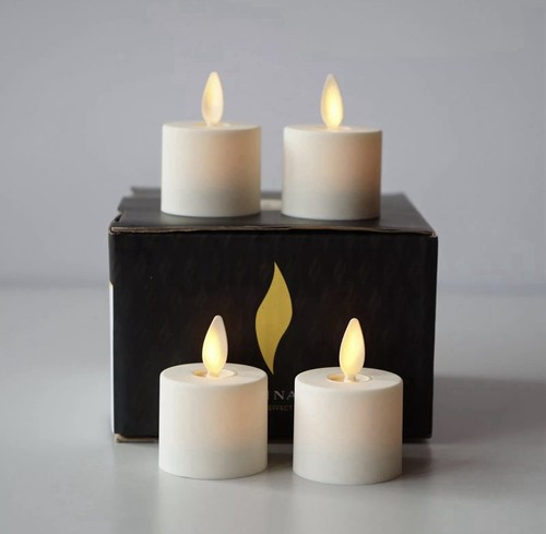 Luminara Flameless Ivory Tea Light Candles Unscented Moving Flame, Set ...