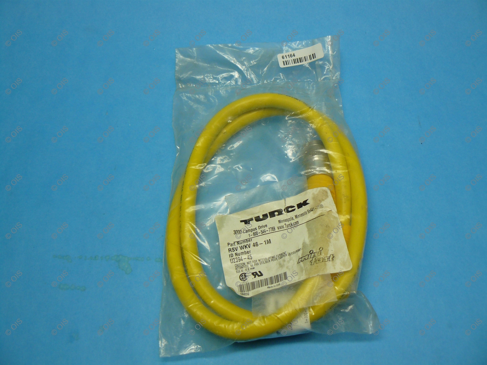 Turck U2394-45 RSV WKV 46-1M Minifast 7/8" Cordset 4P Str Male/Female ...