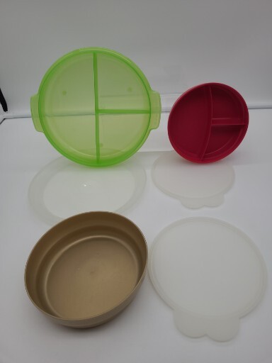 2-Tupperware divided plates & 1-bowl With Lids-Leftovers Storage. | eBay