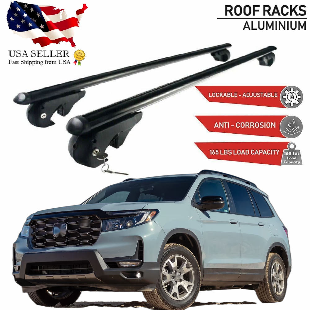 Roof Rack Cross Bars Luggage Carrier Black for HONDA Passport 2019-2024 ...