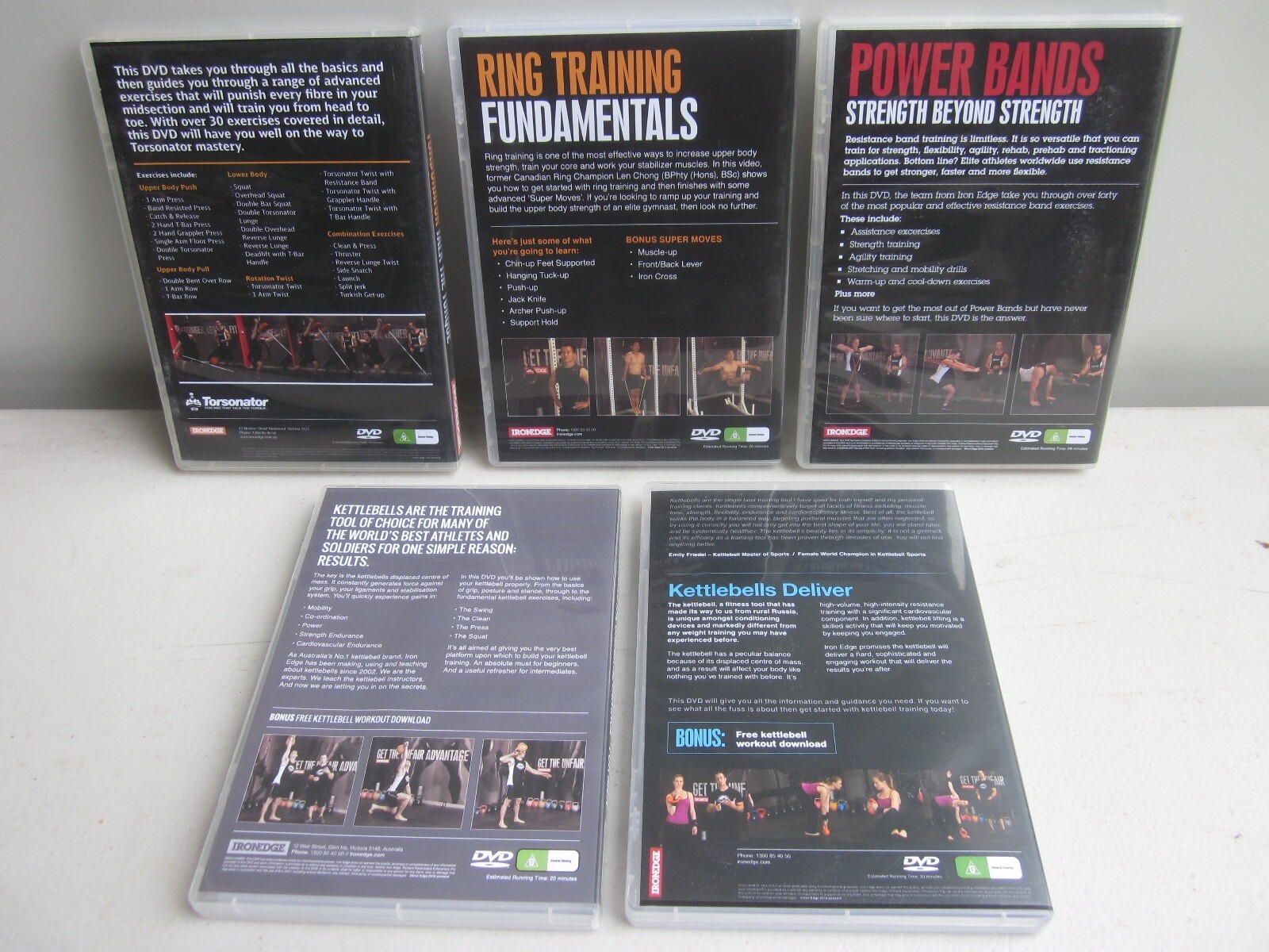 "NEW" WEIGHT TRAINING 5 x FITNESS DVDS, KETTLEBELLS, RINGS, BANDS ...