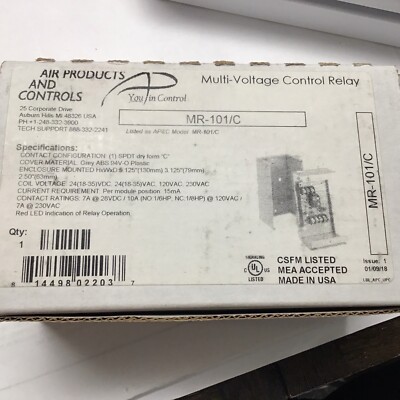 MIRCOM MULTI-VOLTAGE CONTROL RELAY MR-101/C/R | eBay