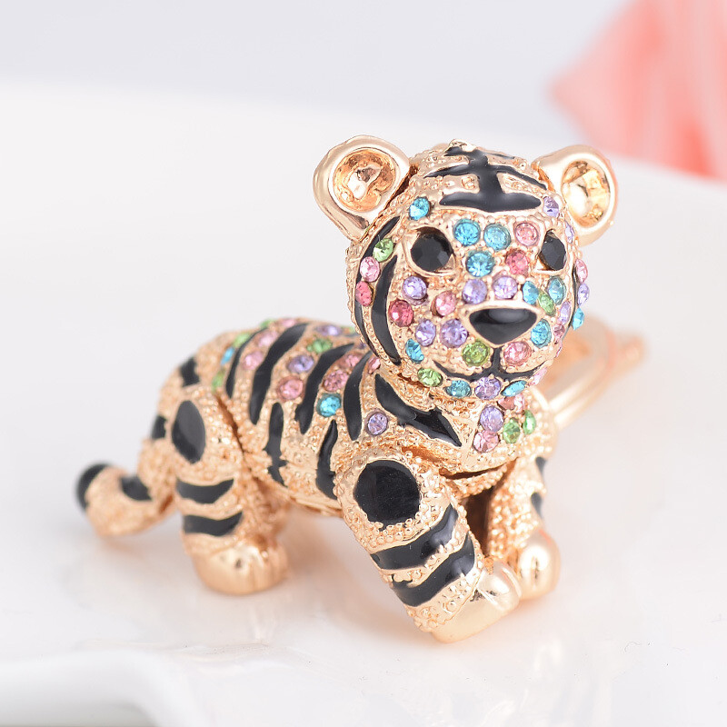 Cute Tigers White/Rainbow Crystal Key Chain Women's Handbag Car Pendant ...