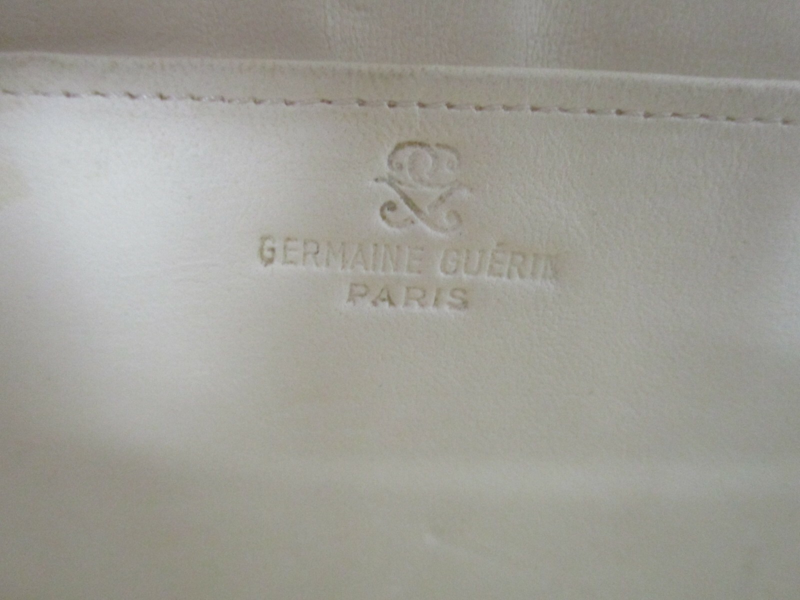 VINTAGE GERMAINE GUERIN PARIS IVORY LEATHER HANDBAG w… - Gem