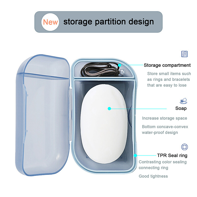 Portable Sealed Round Shampoo Bar Soap Holder Box Case Container Home ...