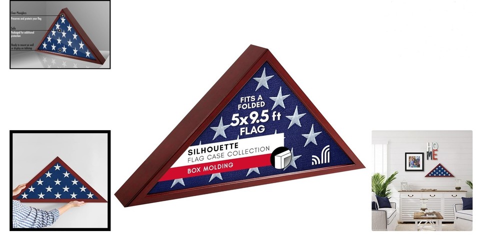 Durable Engineered Wood Flag Display Case Fits Standard Burial Flags - Mahogany | eBay