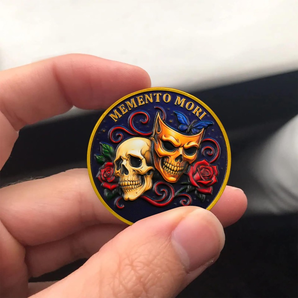 Mask Skull Memento Mori Coin Memento Vivere Stoic Challenge Coin Gifts ...