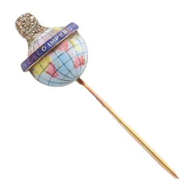 SWEDEN 18K GOLD Vintage Antique Old Cut Diamonds Globe Lapel Pin GOT012 ...