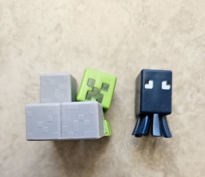 Minecraft Mini-Figures 1" Creeper Blue Squid Mini Action 2 Figures Pre ...
