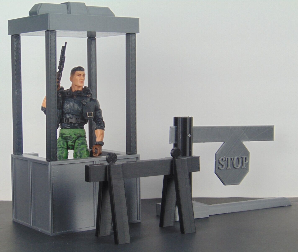 Custom 1:12 Scale Military Vehicle Checkpoint Guard Barrier Diorama ...