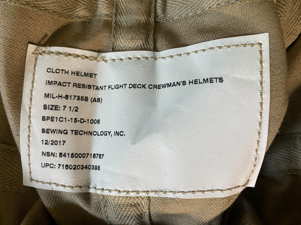 US Military Green/Tan Flight Deck Crewman's Impact Resistant Helmet ...