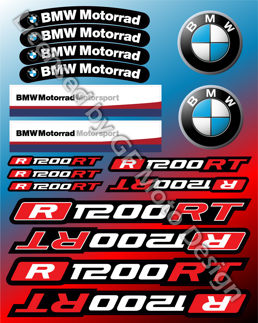 BMW R1200 RT Red R1200RT Motorcycle Motorrad Decal sticker Quality ...