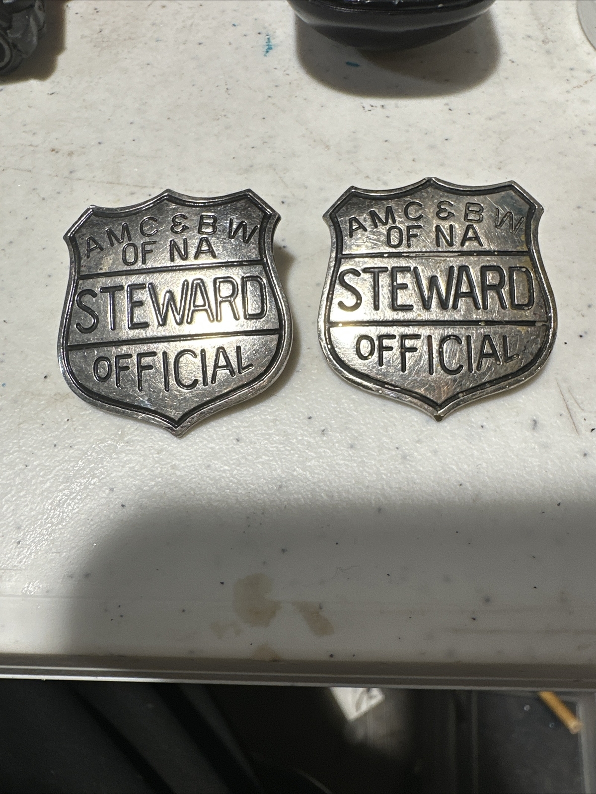 Vintage AMC & BW of NA OFFICIAL STEWARD union employee pinback badge ...