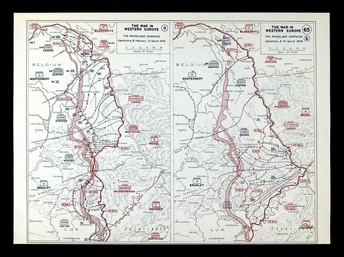 West Point WWII Map Allied Rhineland Offensive Bradley Montgomery ...