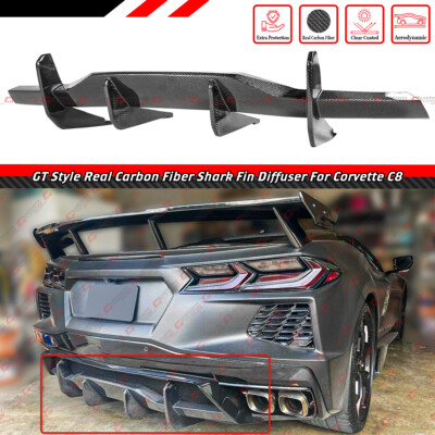 For 2020-26 Corvette C8 Z51 STG 3 Add-On Real Carbon Fiber Rear Bumper ...