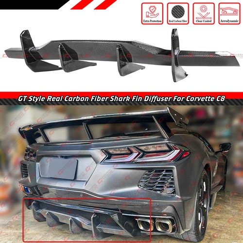 For 2020-26 Corvette C8 Z51 STG 3 Add-On Real Carbon Fiber Rear Bumper ...