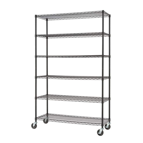 TRINITY Wire Shelving Rack 5-Tier 36"Wx76"Hx18"D Adjustable/Rolling W ...