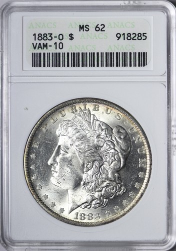 BU 1883-O Morgan Silver Dollar VAM-10 ANACS MS62 Soap Box Holder IML | eBay