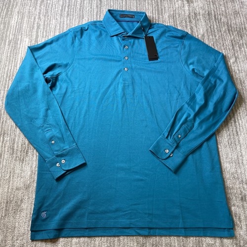 Greyson Men's Extra Large Polo Shirt Omaha Blue Long Sleeve BRRR Tech ...