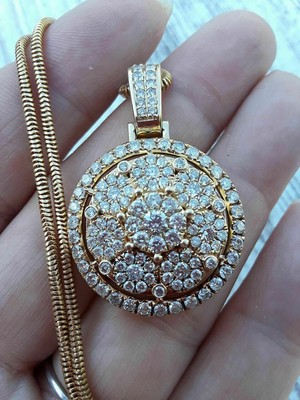 New 3Ct Round Cut Lab Created Diamond Pendant 14K Yellow Gold Over Free ...