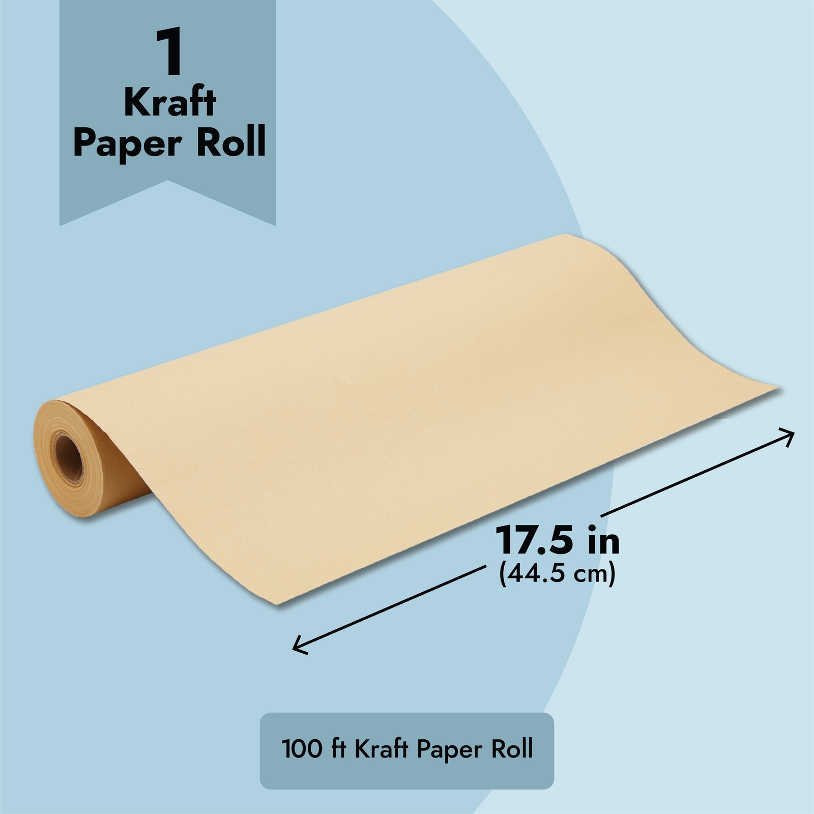 Kraft Paper Roll 17.5 x 1200 In, Brown Shipping Paper for Wrapping (100 ...
